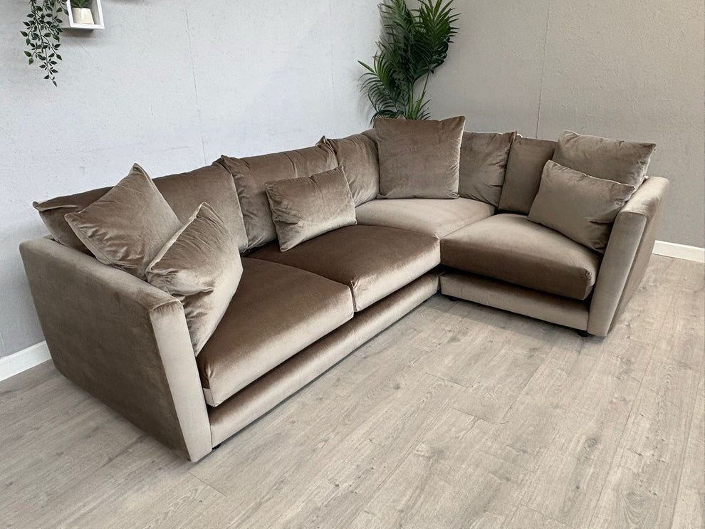 Ashley Manor PONTI Fabric Velvet RHF Corner Sofa ( 3 Corner 1 ) Mink ...