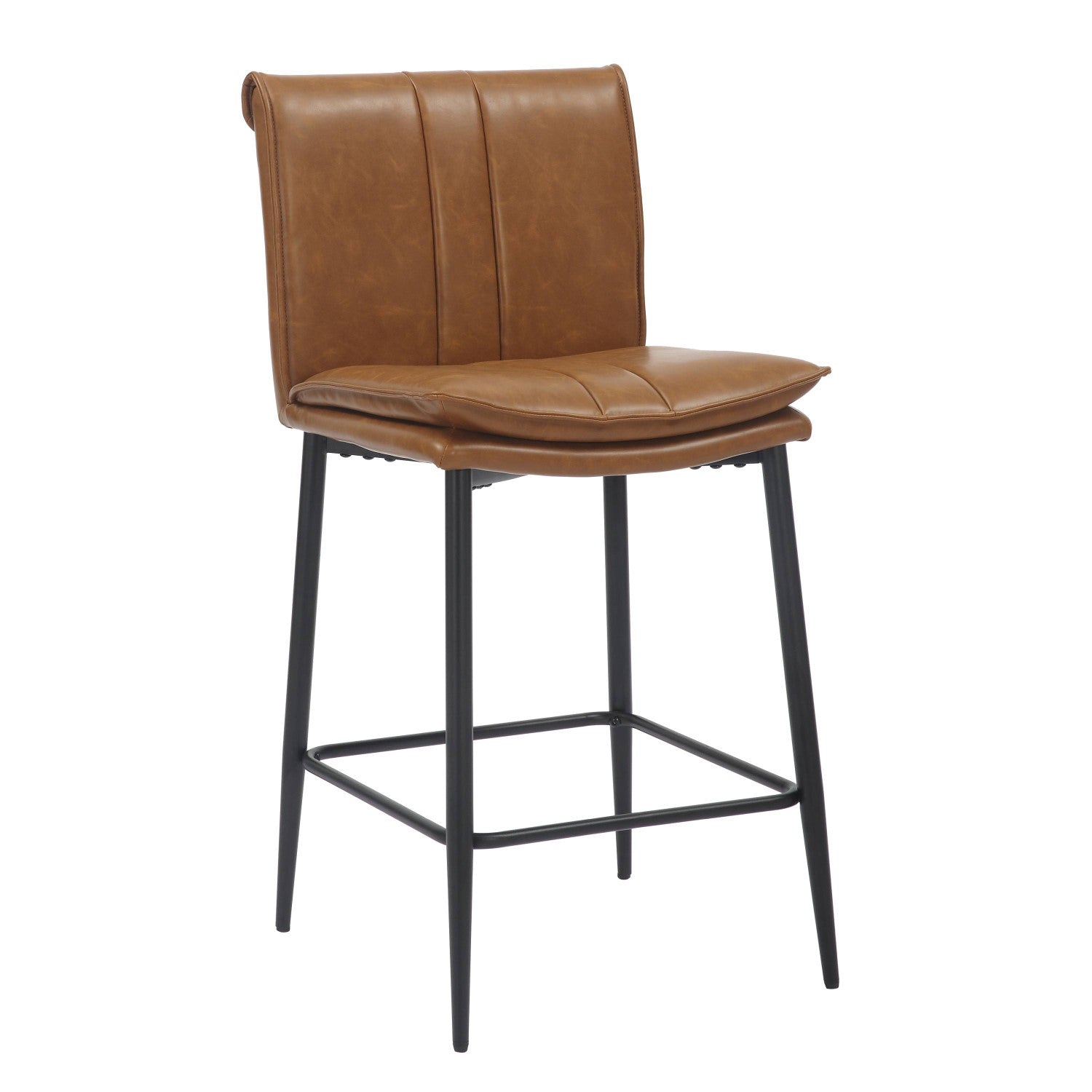 Tan Brown Leather Breakfast Bar Stool Black Metal Legs – The Mill ...